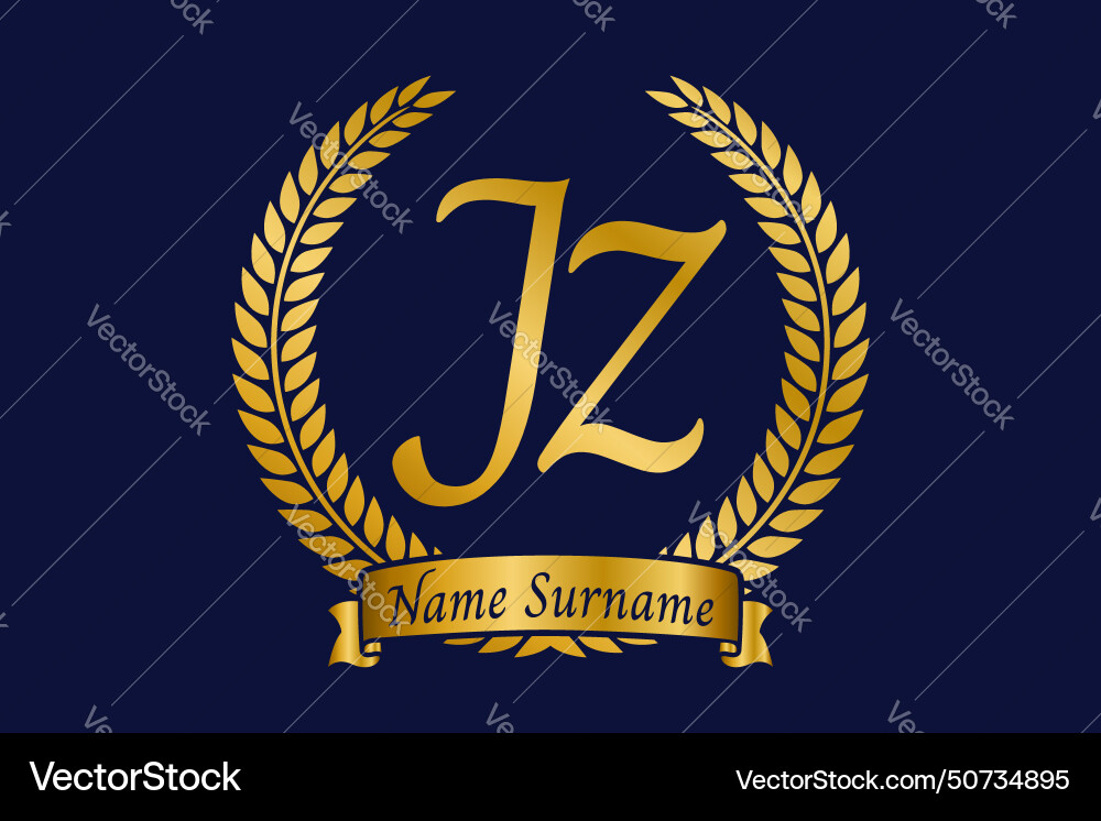 Initial letter j and z jz monogram logo design Vector Image