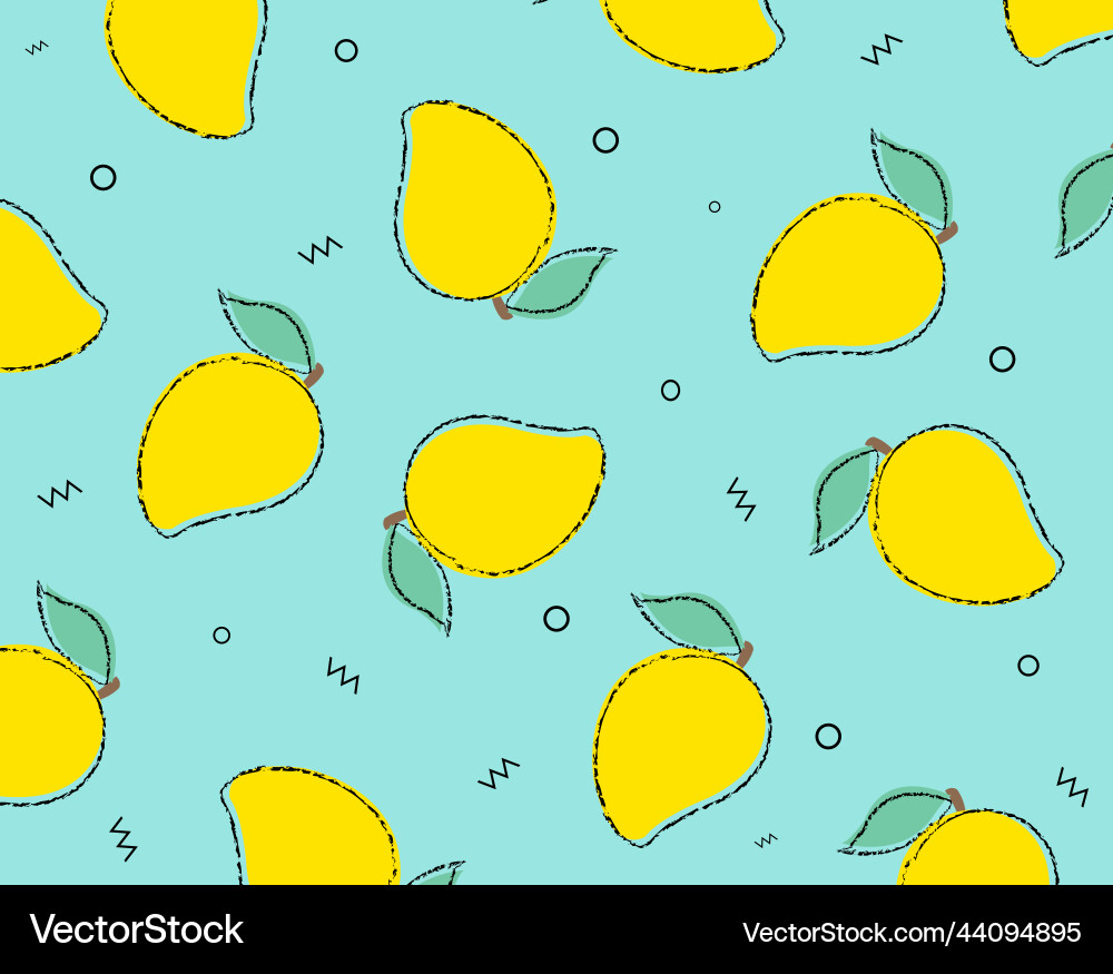 Mango pattern and mint background Royalty Free Vector Image