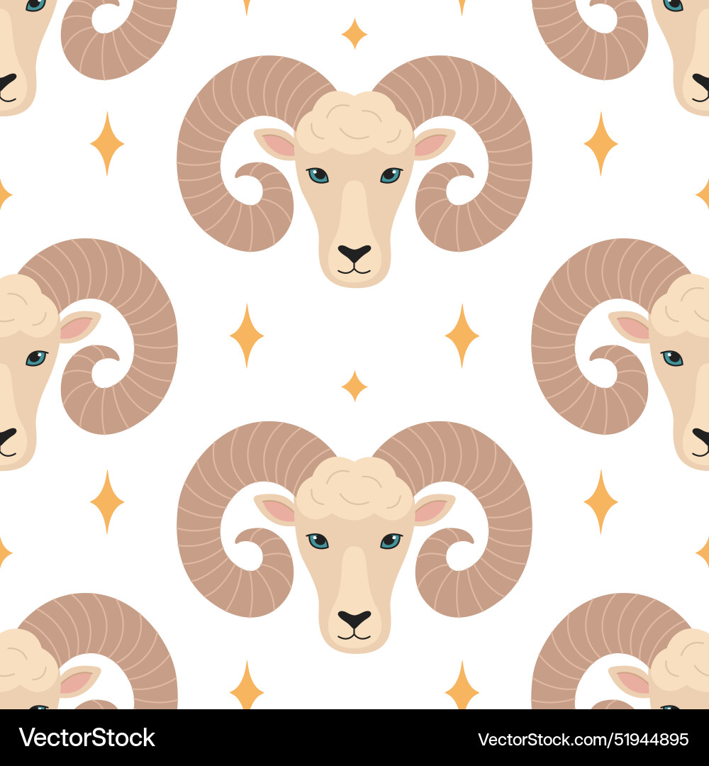 Seamless pattern with ram heads big horns Vector Image