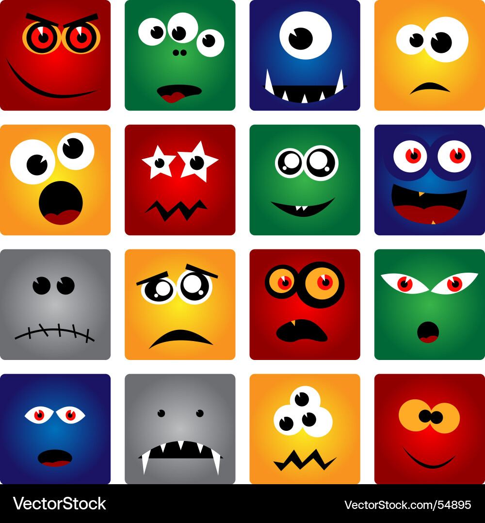 Square monsters Royalty Free Vector Image - VectorStock