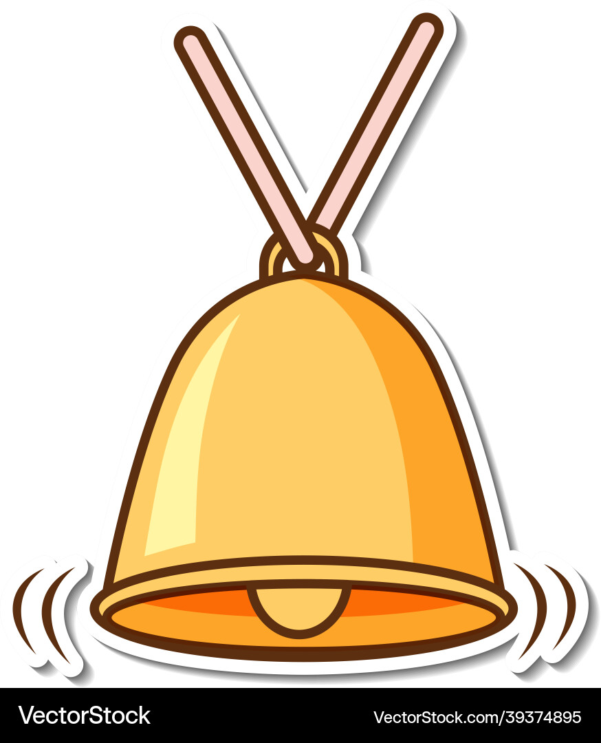 Sticker design with ringing bell isolated Vector Image
