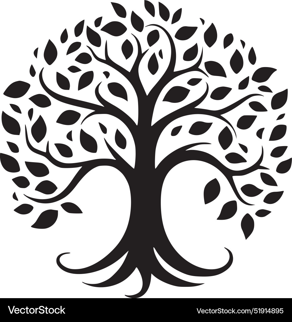 Tree - black and white Royalty Free Vector Image