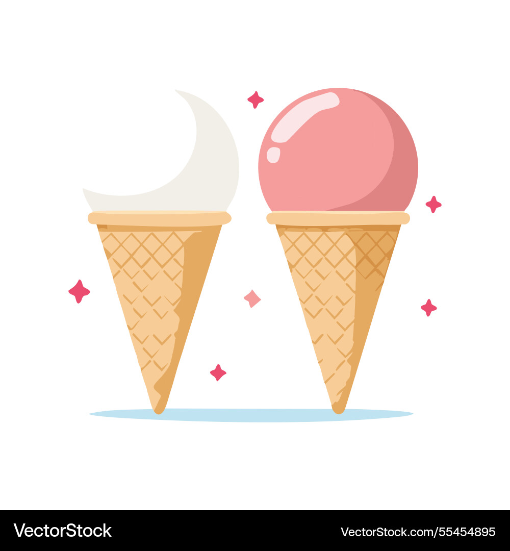 Two ice cream cones Royalty Free Vector Image - VectorStock