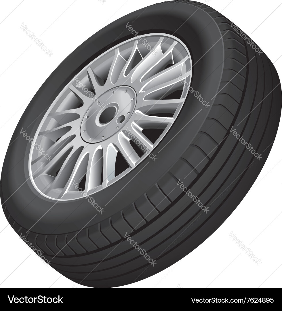 Wheel and tire isolated Royalty Free Vector Image