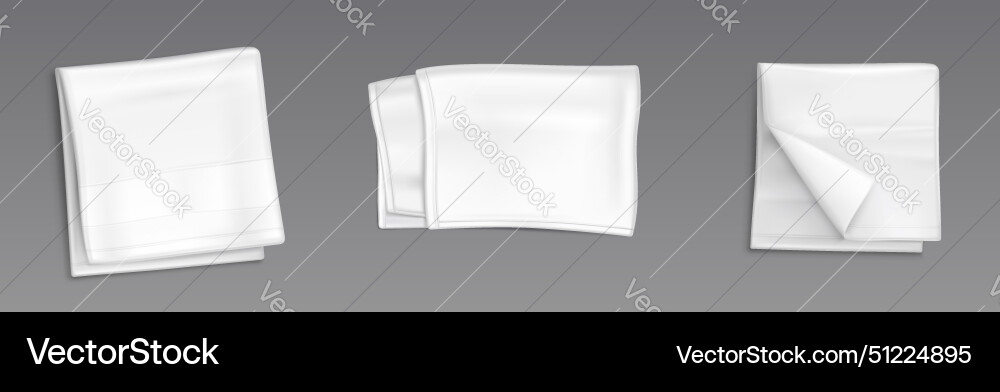 White folded handkerchief mockup or kitchen towel Vector Image