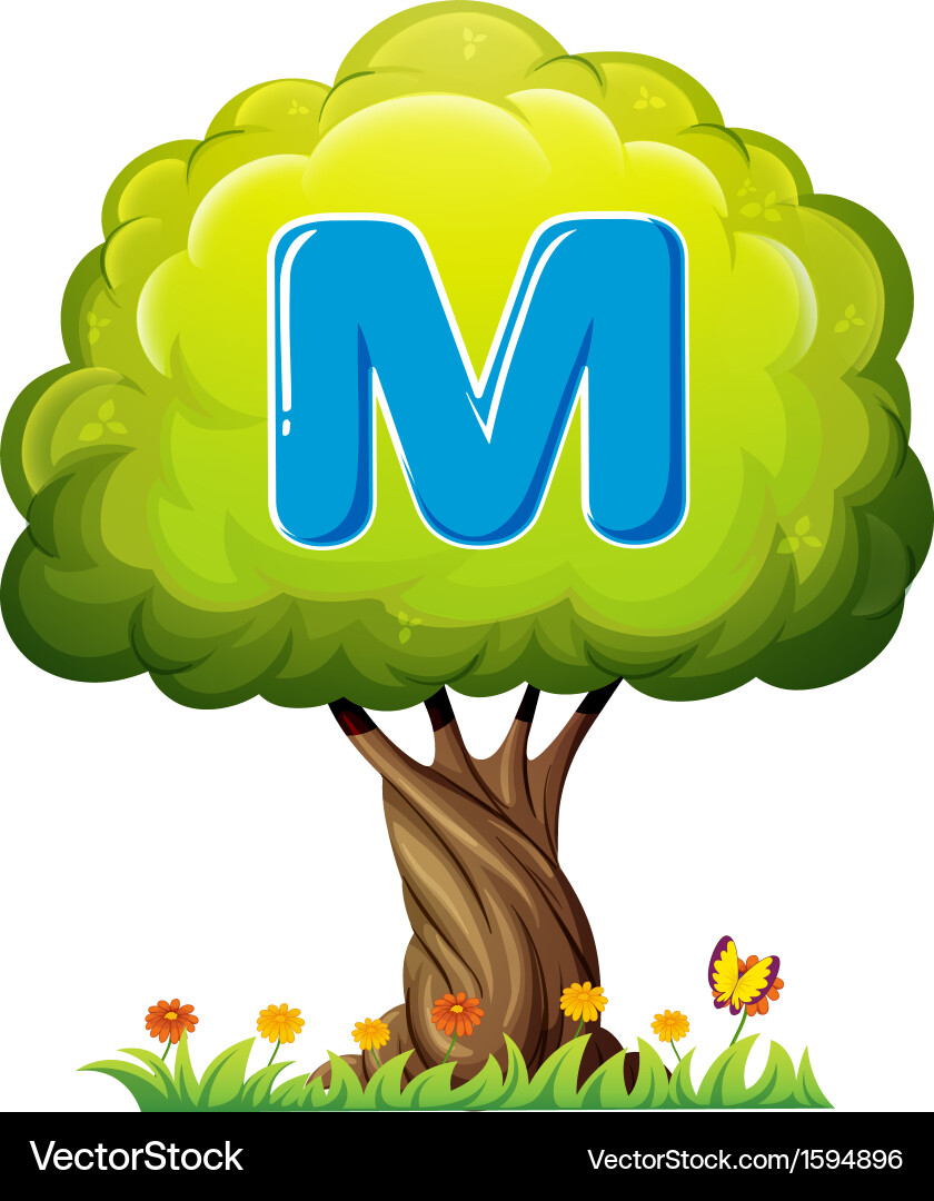 A tree with letter m Royalty Free Vector Image