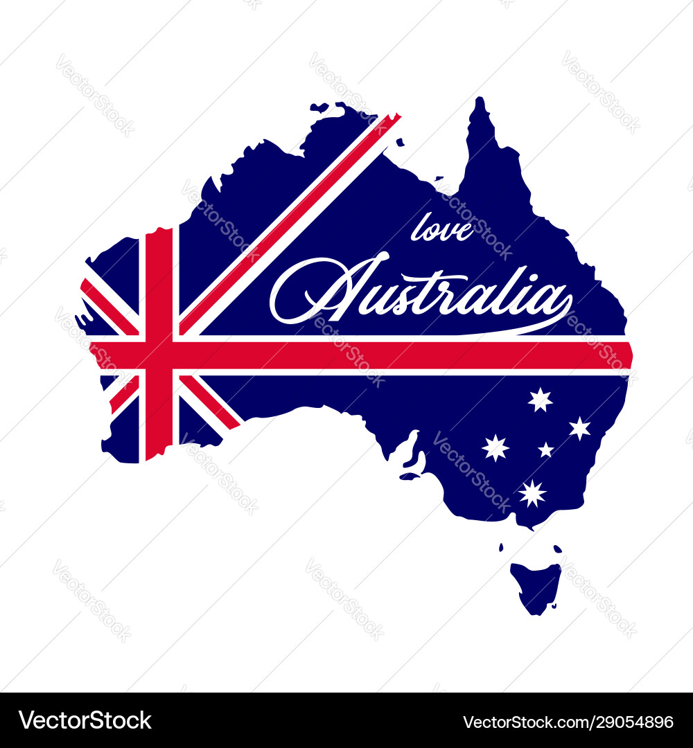 Australia map country with blue flag Royalty Free Vector