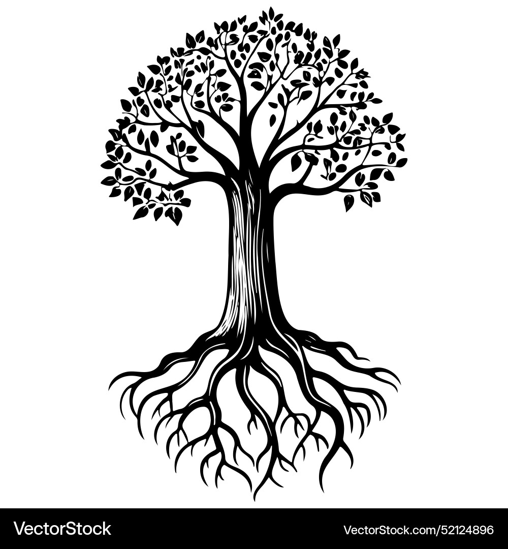 Cartoon roots monochrome hand drawn line Vector Image