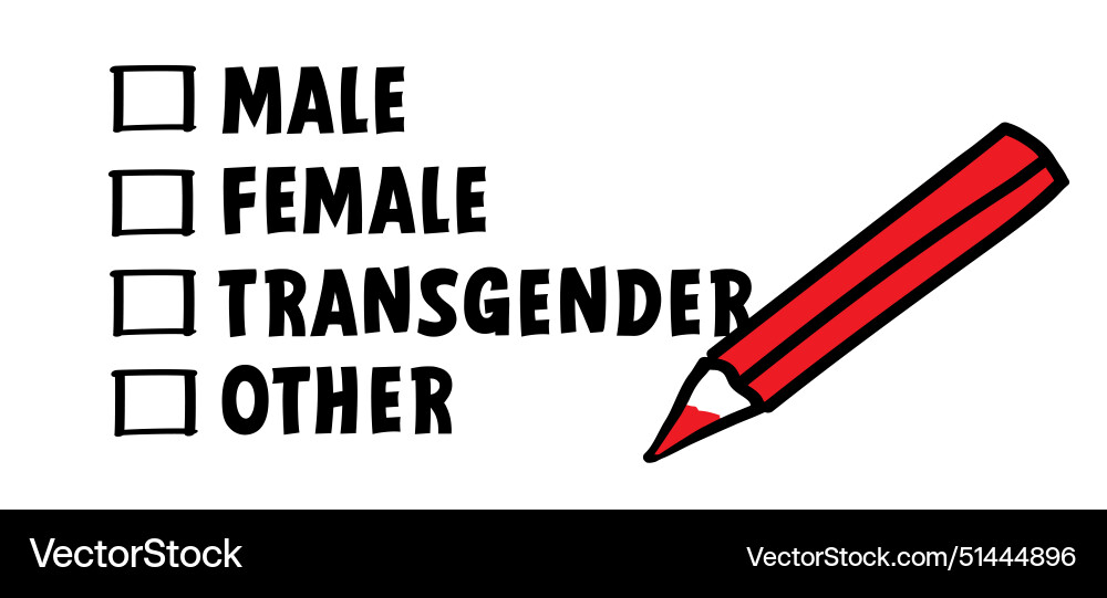 Checkboxes fill in gender list male female Vector Image