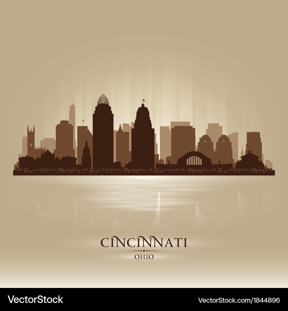 Cincinnati ohio city skyline silhouette Royalty Free Vector