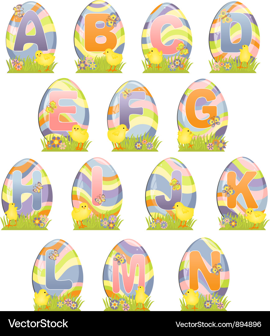 Cute easter alphabet Royalty Free Vector Image
