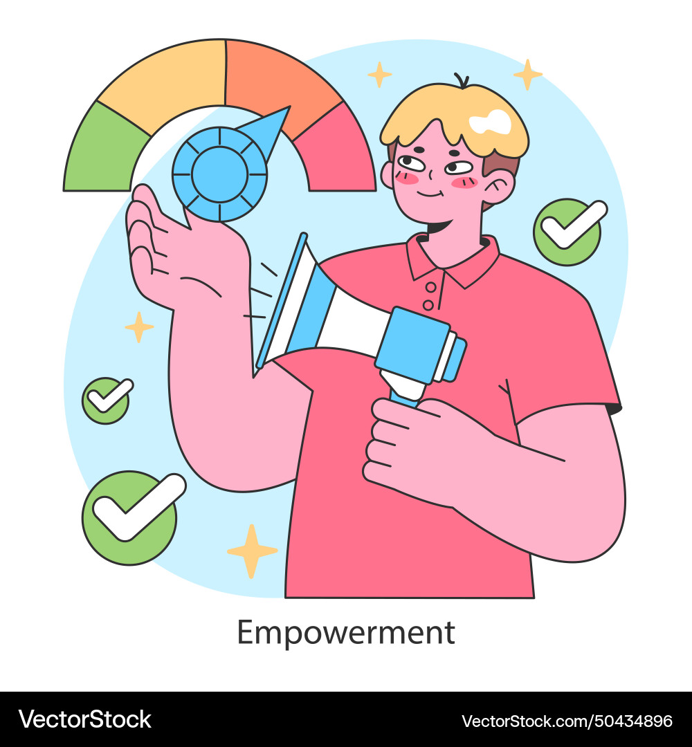 Empowerment concept young man holds megaphone Vector Image