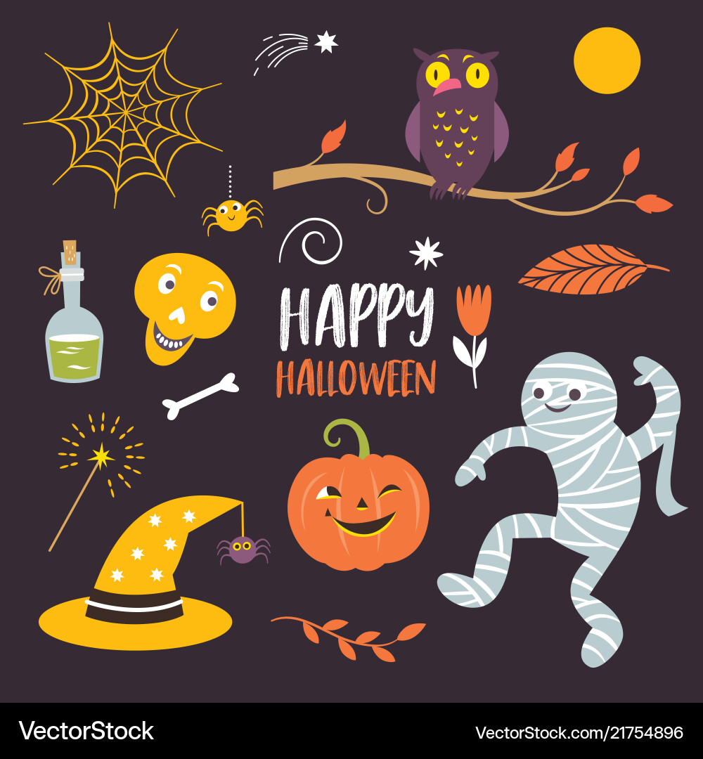 Halloween design elements collection Royalty Free Vector