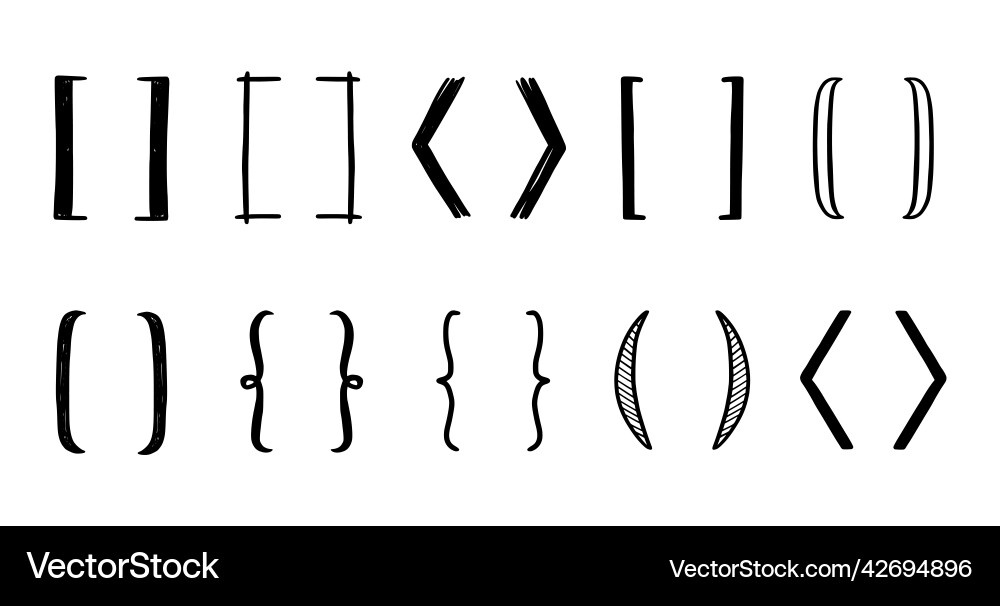 Hand drawn bracket parenthesis element doodle Vector Image