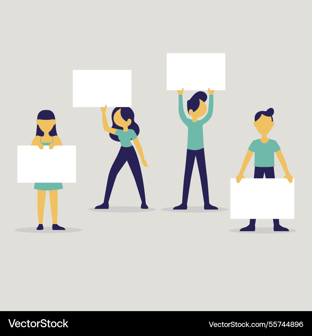 Hand gezeichnete Personen die leeres Zeichen halten