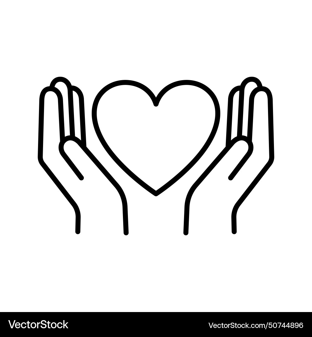 Heart palms icon saving hands love charity Vector Image