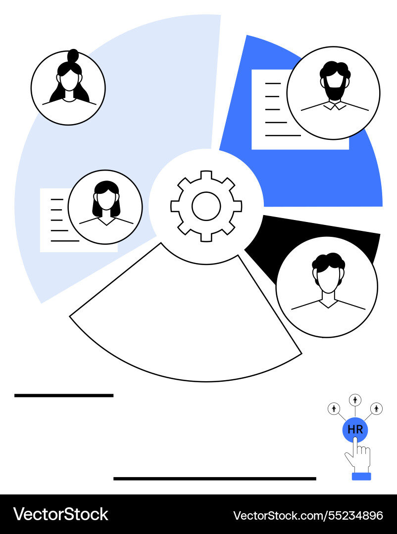 Hr process management featuring gear profiles Vector Image