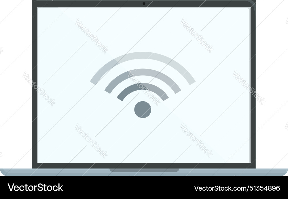 Laptop with wifi signal icon on screen Royalty Free Vector