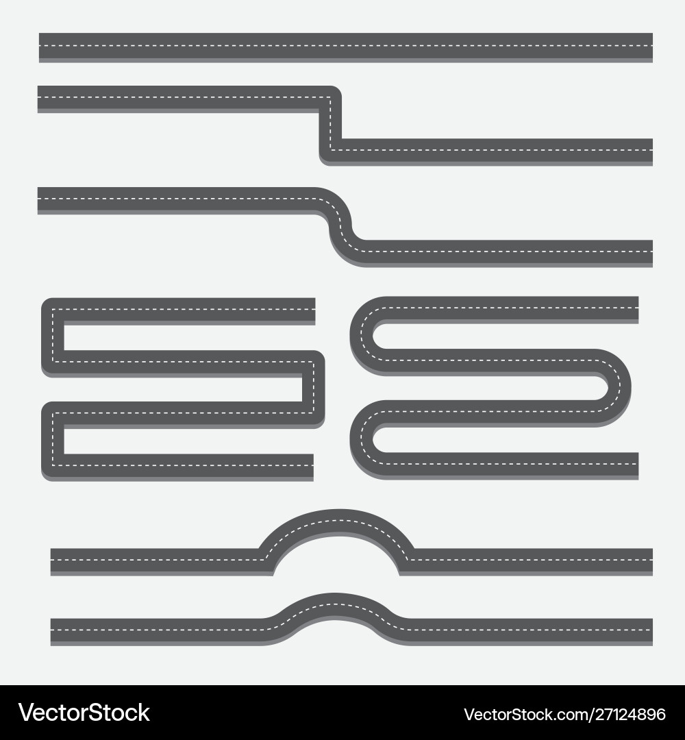 Road icon set concept multiple shapes flat design Vector Image