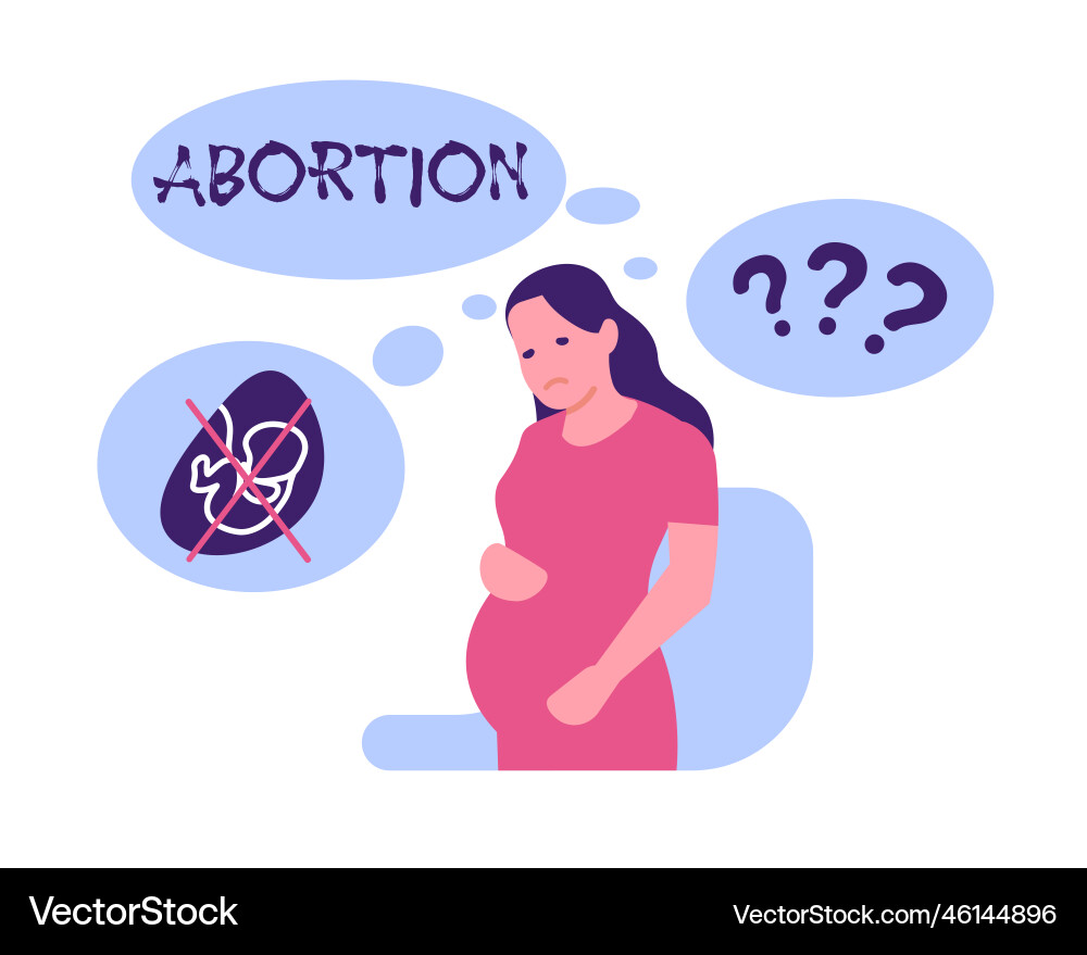 Sad pregnant girl thinking about abortion Vector Image