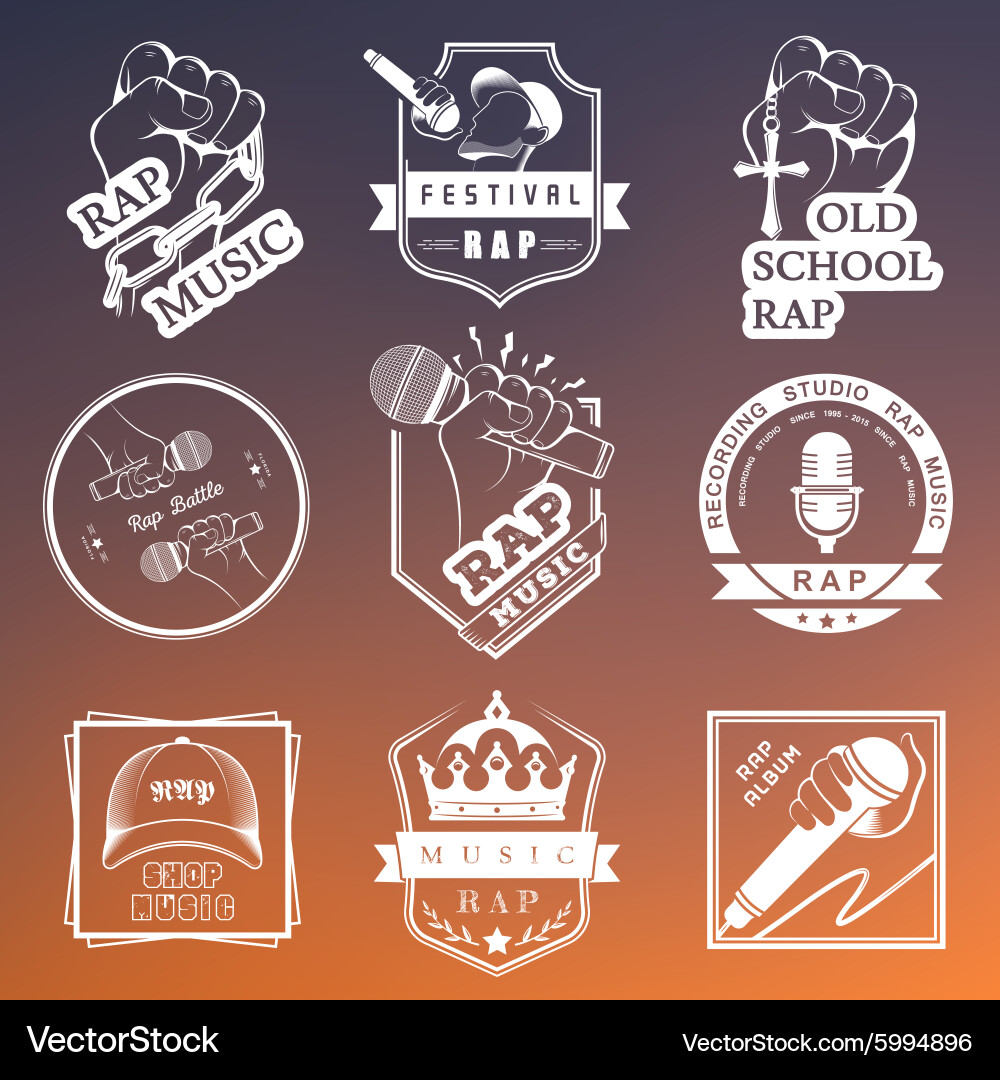 Set logos and badges rap music Royalty Free Vector Image