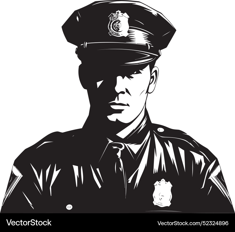Silhouette sentinel intricate black cop guardia Vector Image