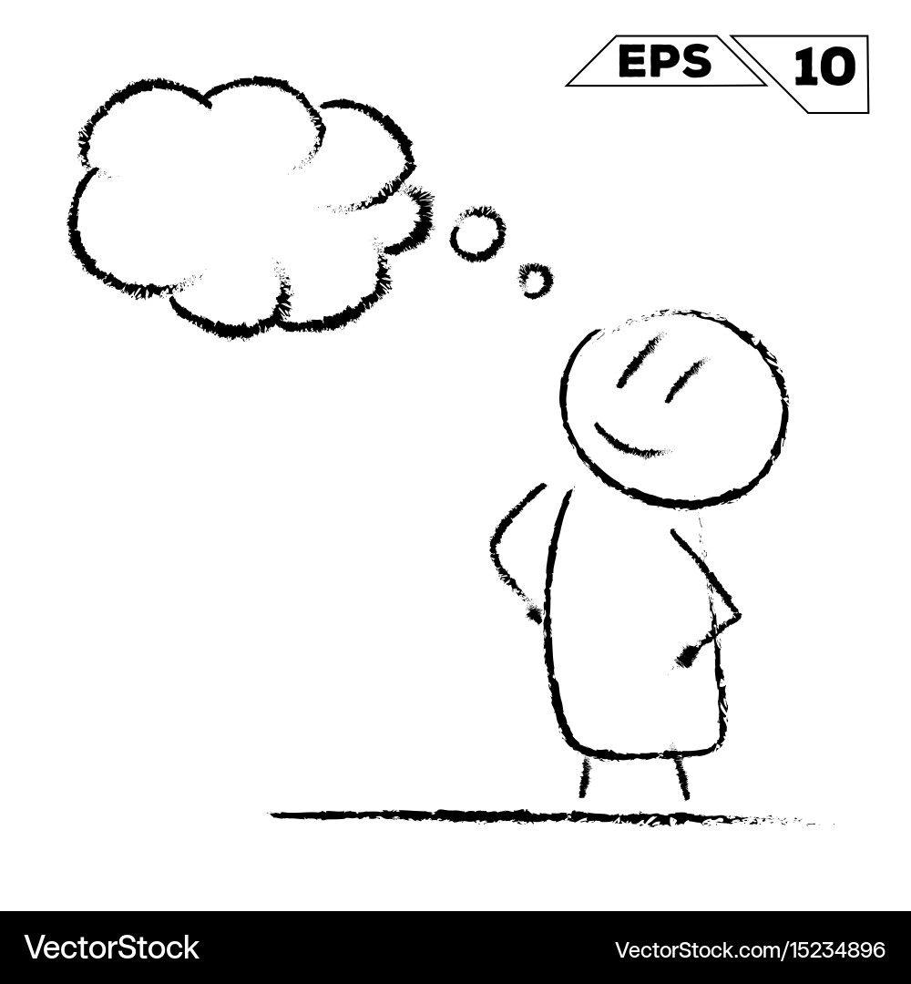 Stick figure dream bubble isolated on white Vector Image
