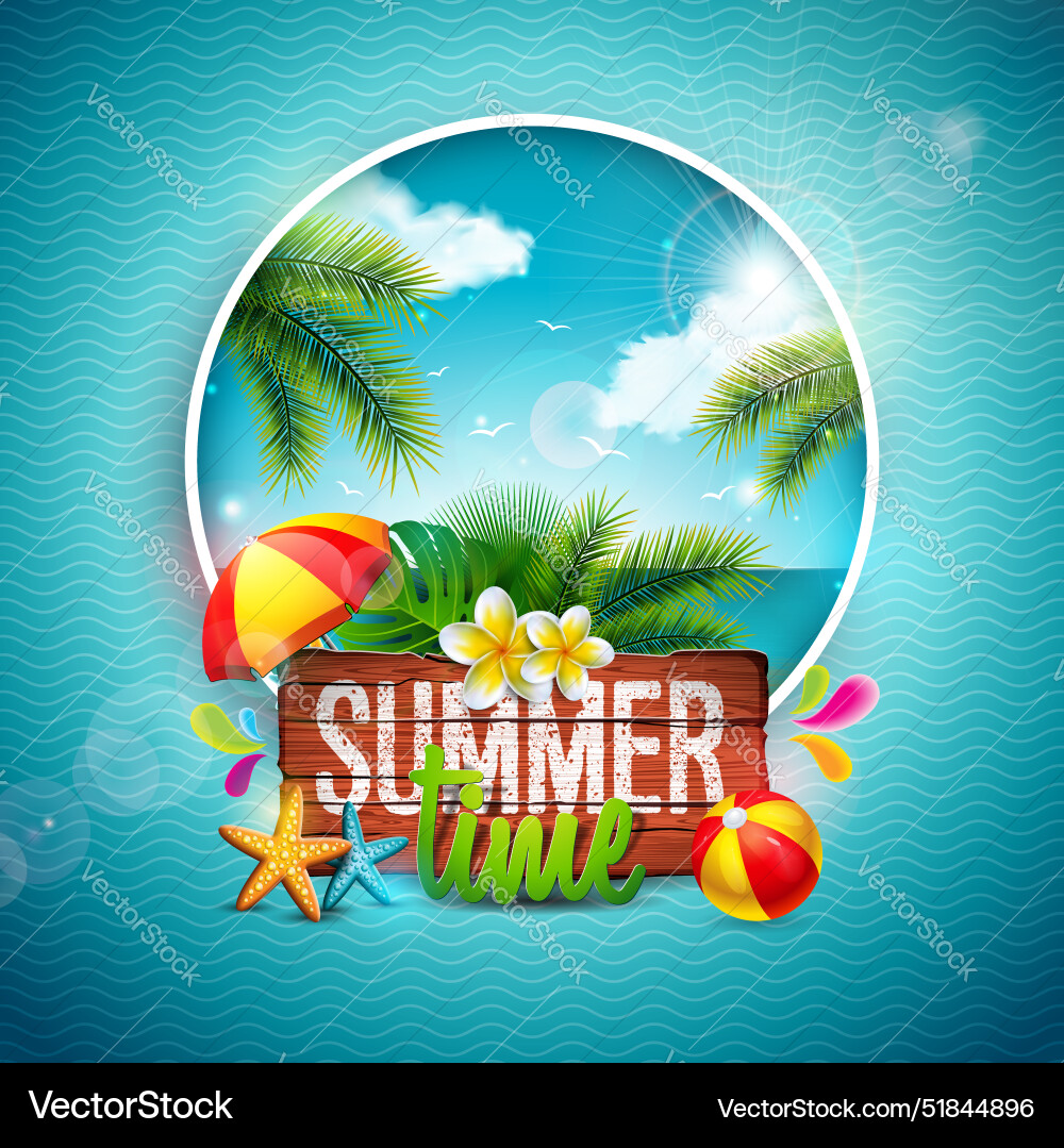Summer holiday design with flower tropical palm Vector Image
