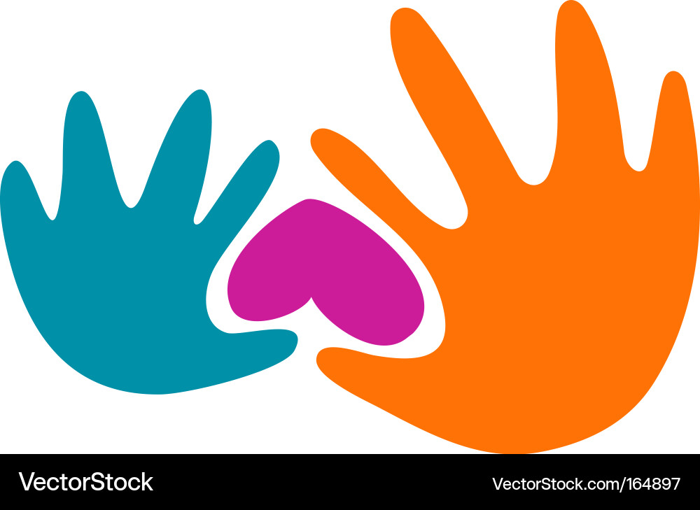 Abstract hands and heart logo Royalty Free Vector Image