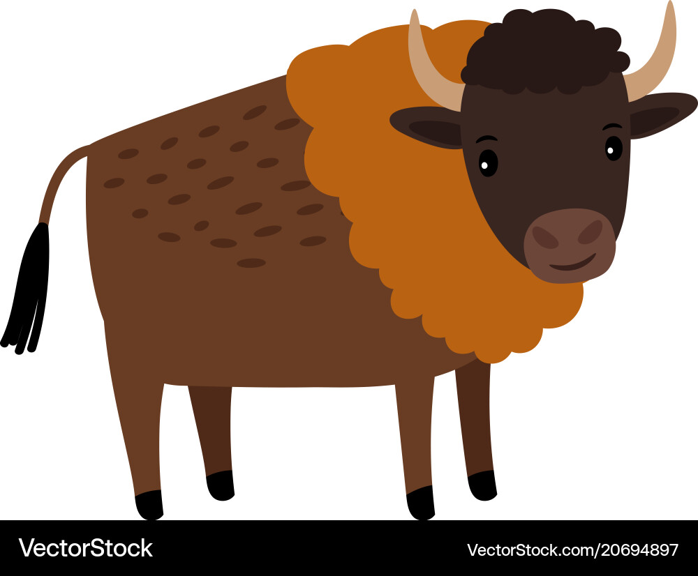 Bison wild animal cartoon icon Royalty Free Vector Image