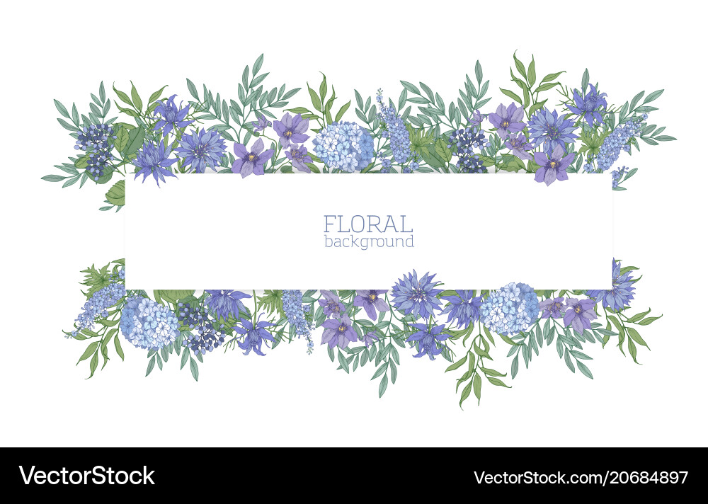 Blue Floral Meadow Banner Royalty Free Vector Image