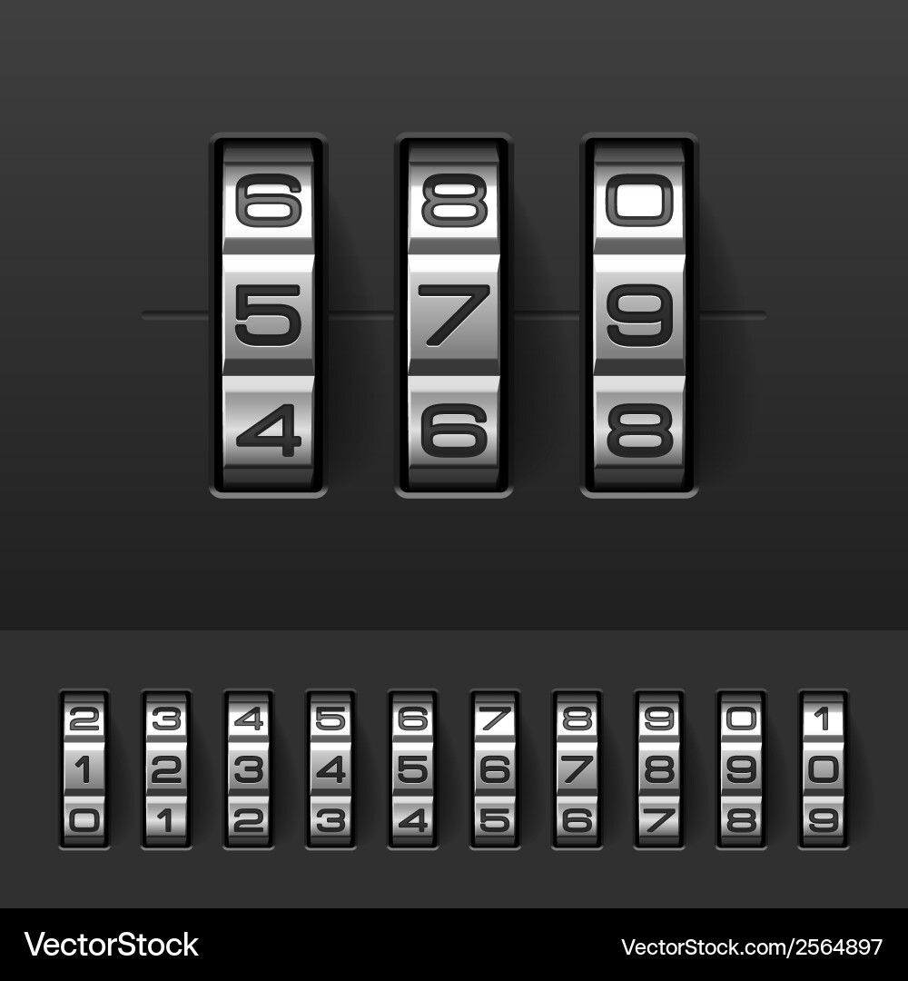Combination code lock numbers Royalty Free Vector Image