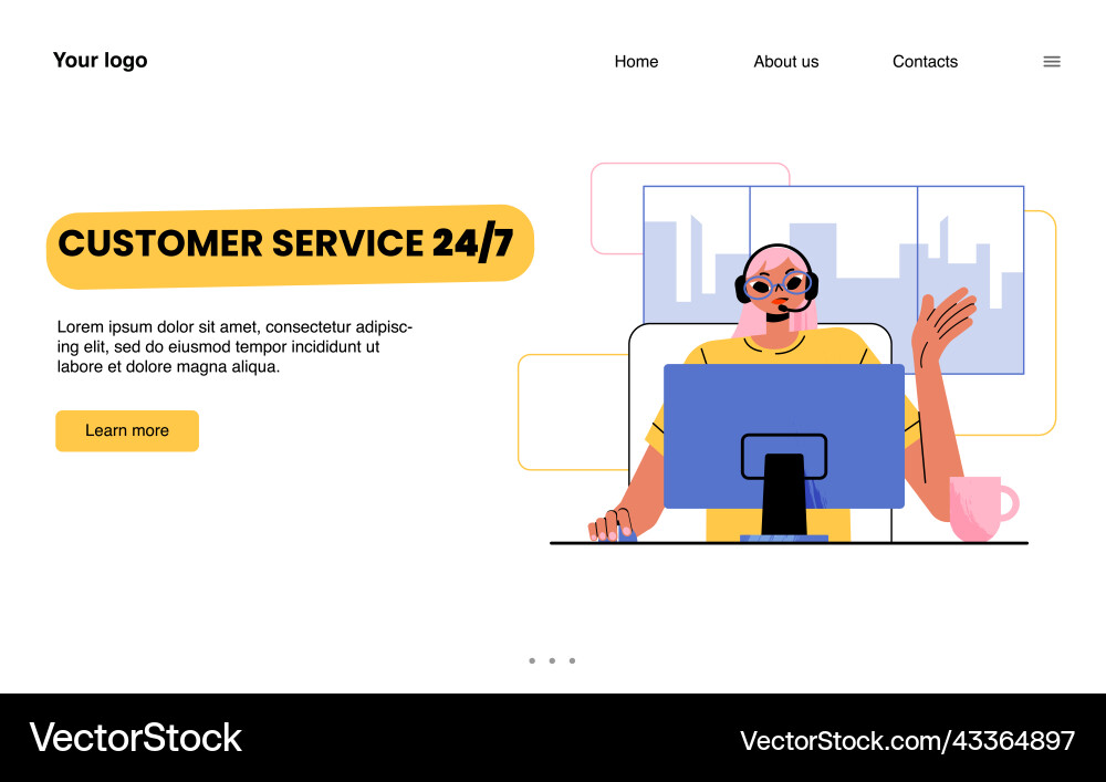 Customer support service landing page call center Vector Image