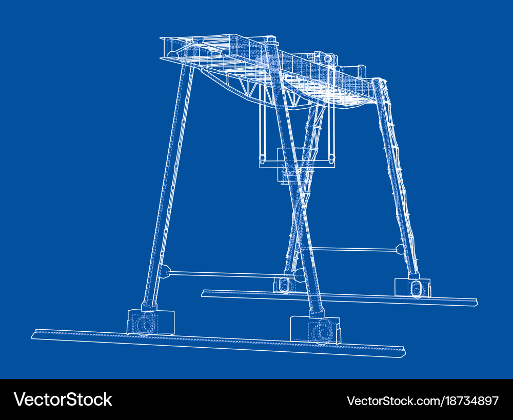 Gantry crane wire-frame eps10 format Royalty Free Vector