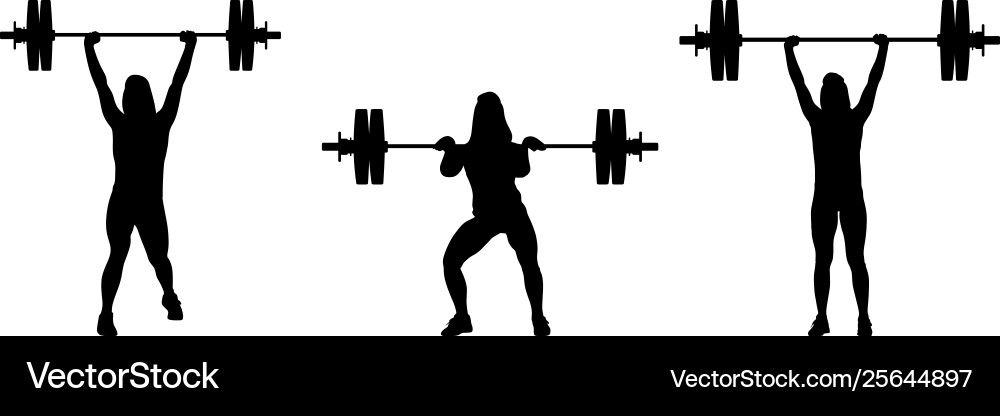 Girl in three different poses weight lifting Vector Image