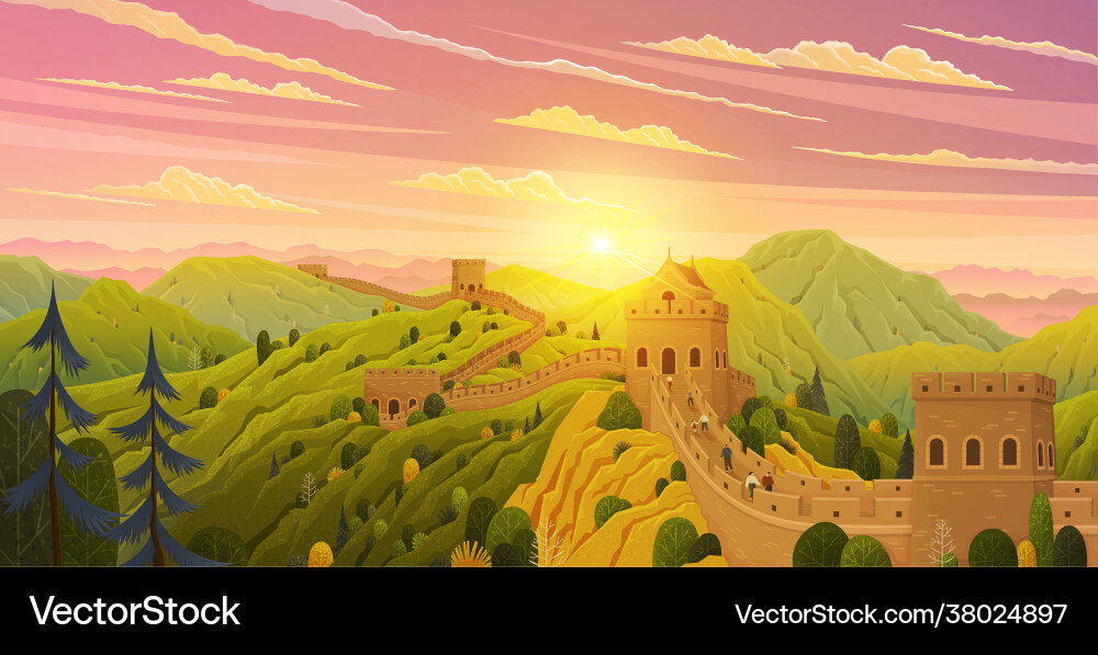 Great wall china chinese Royalty Free Vector Image