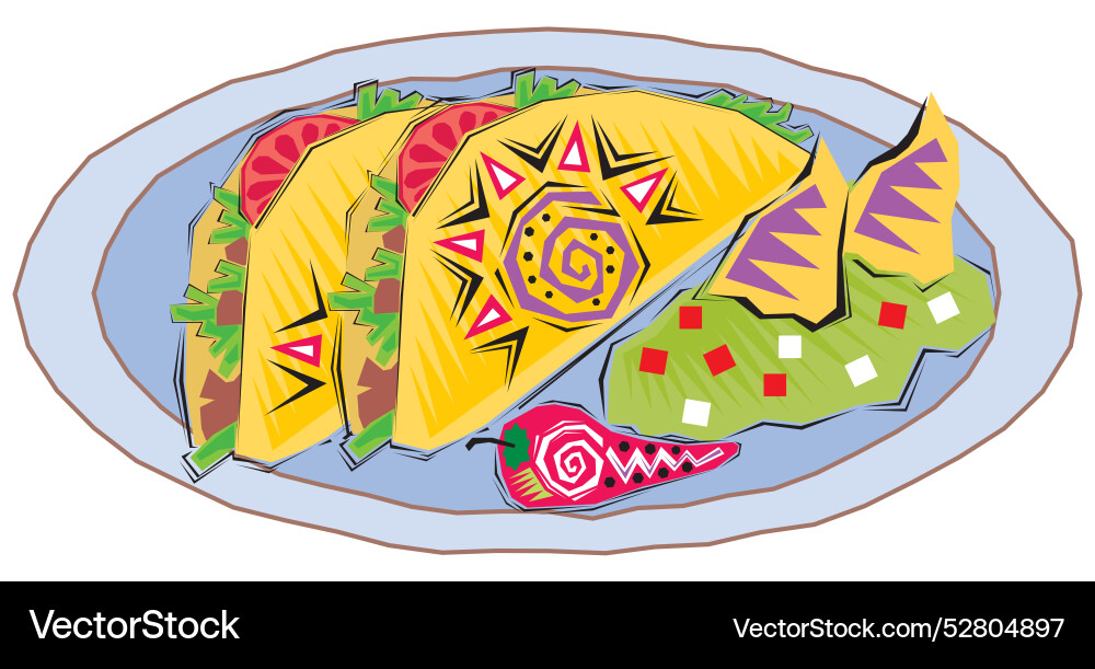 Nachos mexican food abstract Royalty Free Vector Image
