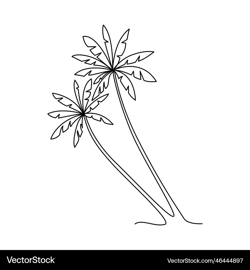 Palm tree line art tropical Royalty Free Vector Image