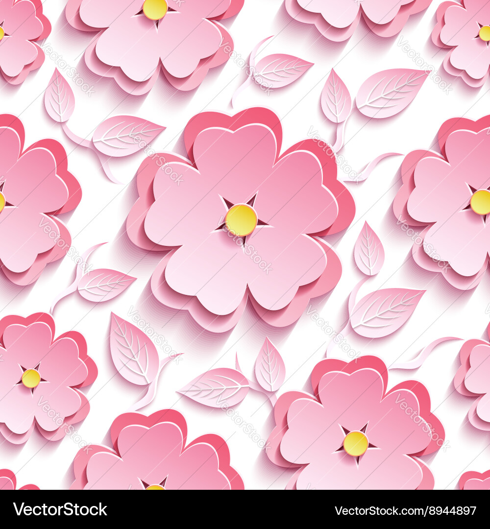 Sakura Blossom Seamless Pattern Royalty Free Vector Image