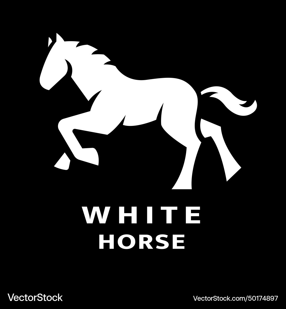 White horse logo on a dark background Royalty Free Vector