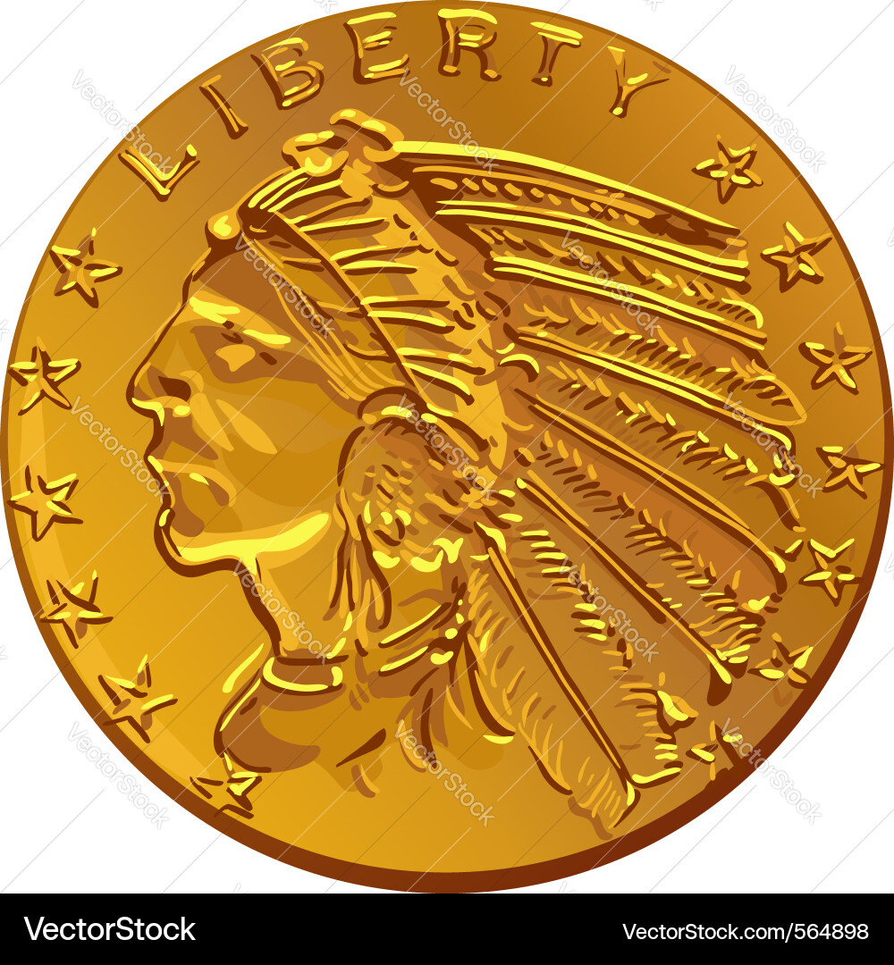 American dollar gold coin Royalty Free Vector Image