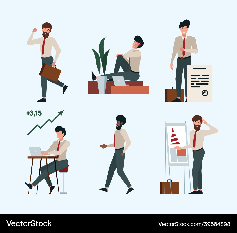 Business characters corporate scenes Royalty Free Vector