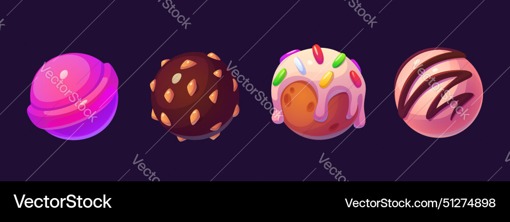 Cute candy planet for fantasy universe design Vector Image