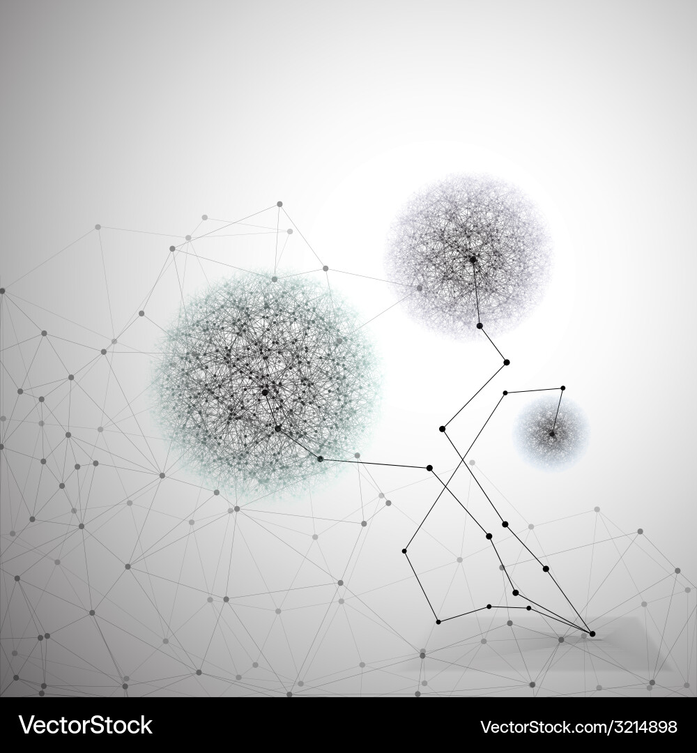 Flower in the shape of molecular structure gray Vector Image