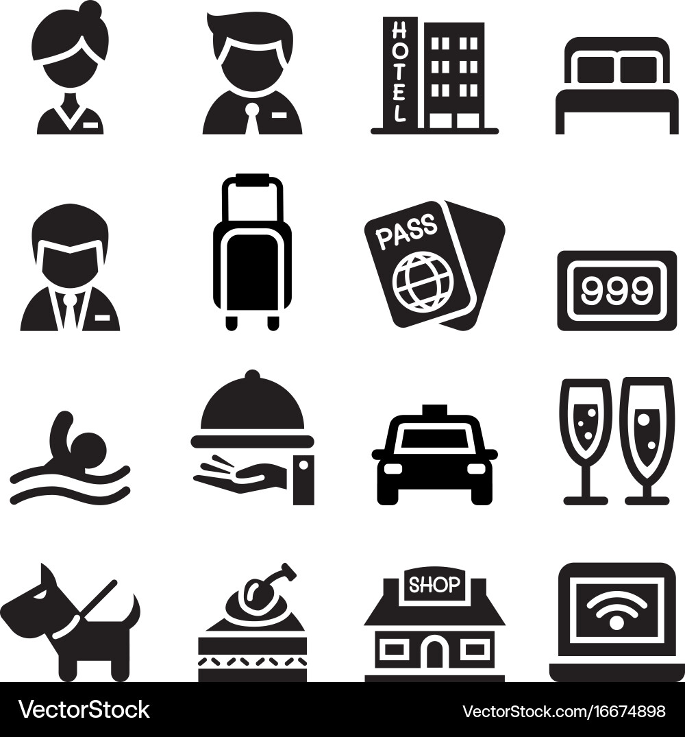 Hotel icon set Royalty Free Vector Image - VectorStock