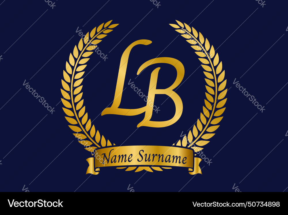 Initial letter l and b lb monogram logo design Vector Image