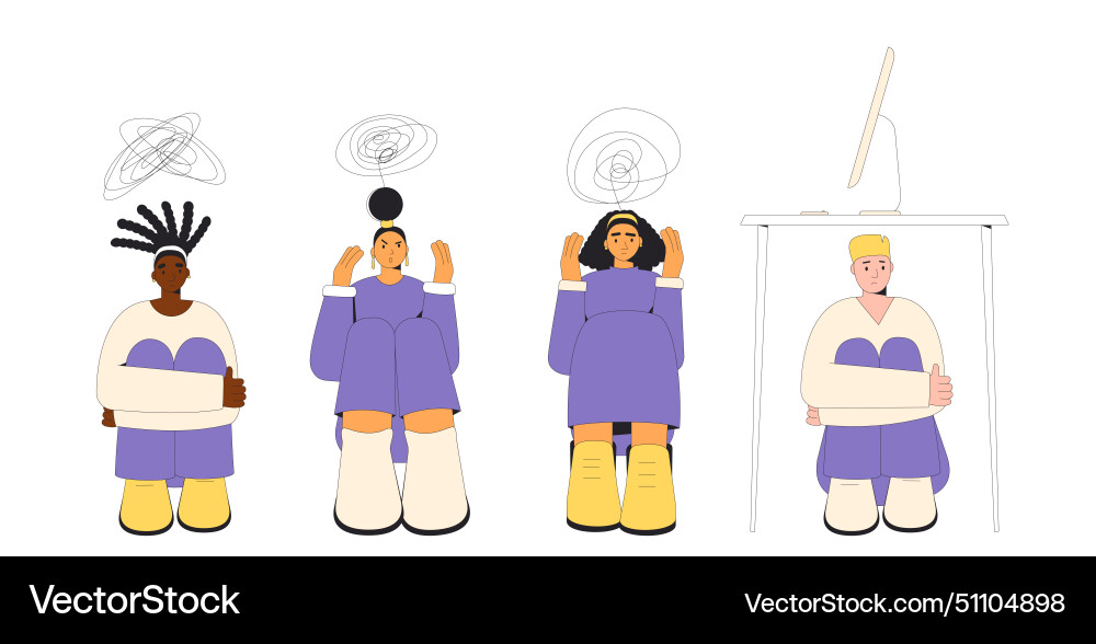 Mental problems characters set young people Vector Image