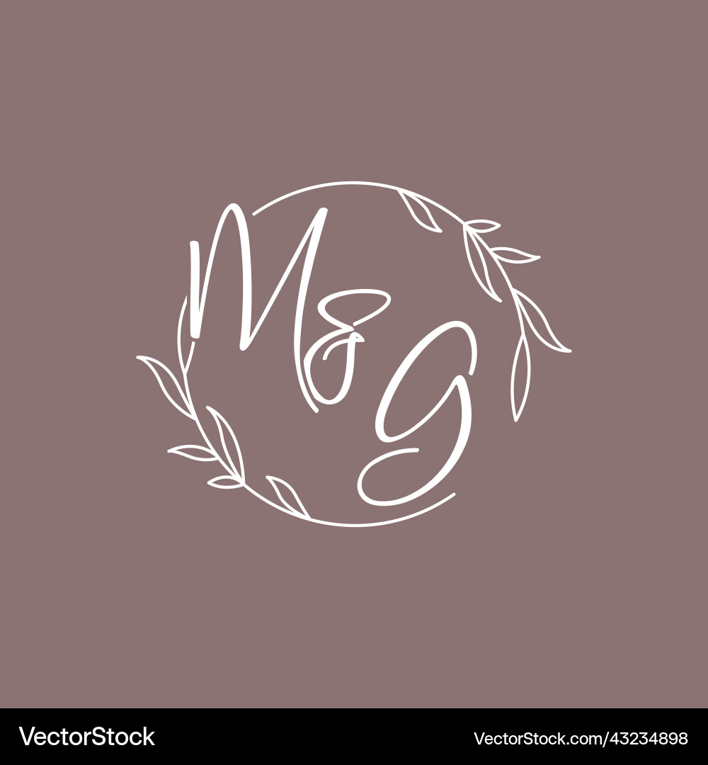 Mg wedding initials monogram logo ideas Royalty Free Vector