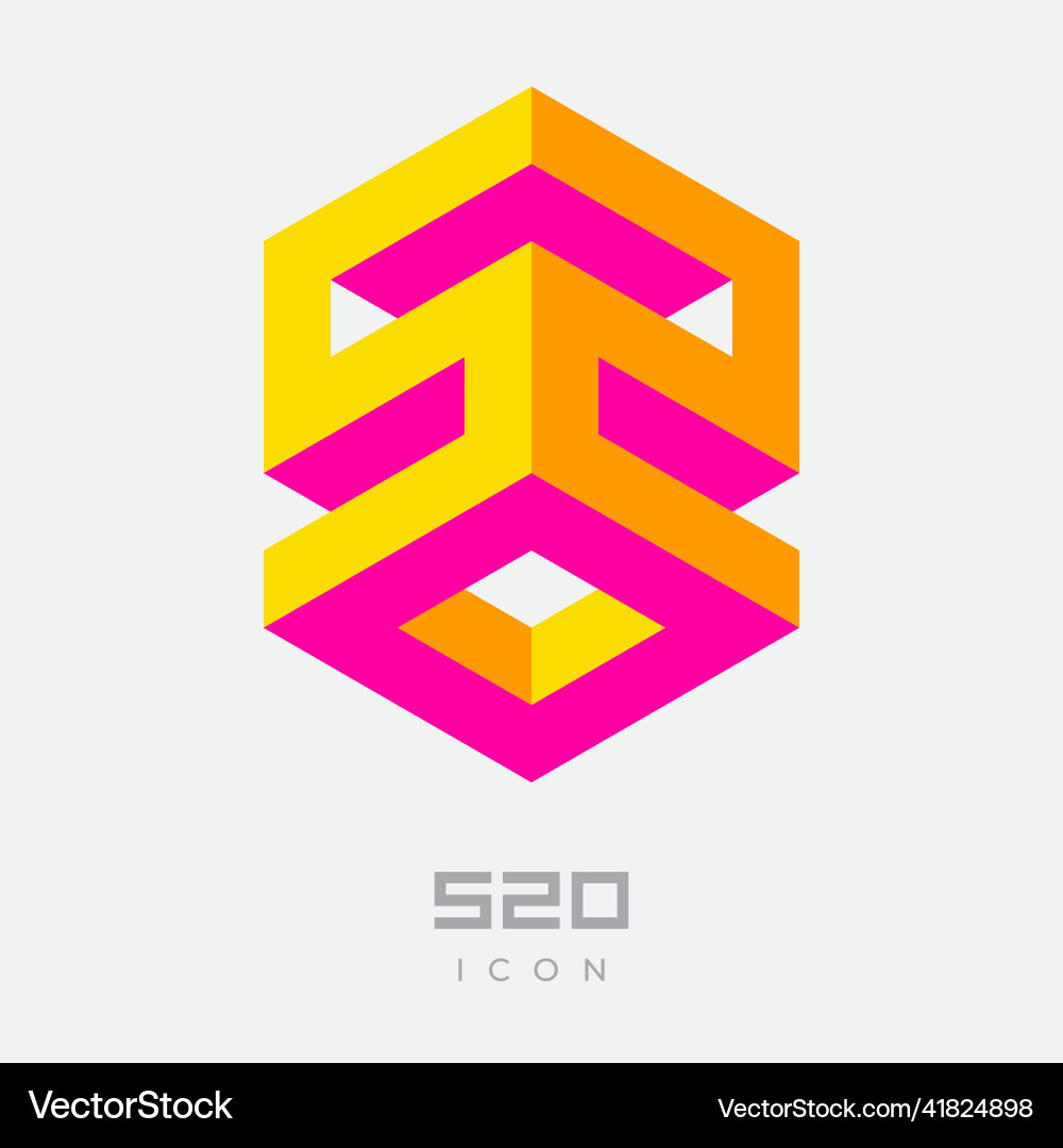 Number 520 like box abstract logo Royalty Free Vector Image