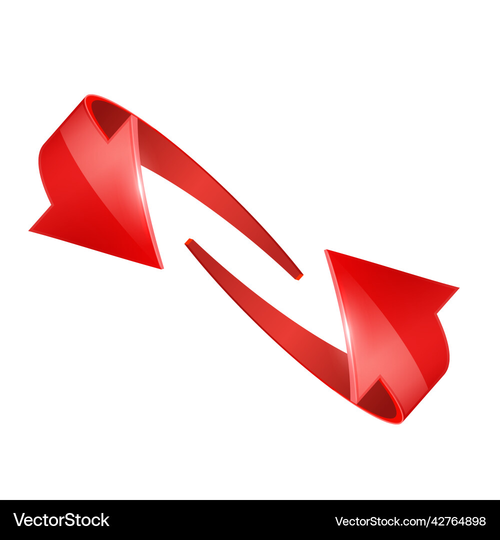 Red realistic 3d glossy arrows are moving towards Vector Image